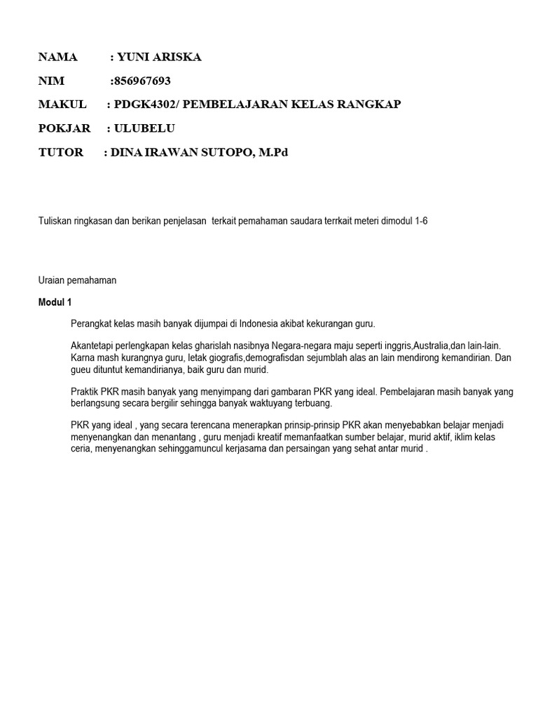 Resume Modul 1 Sampai 6 PKR | PDF