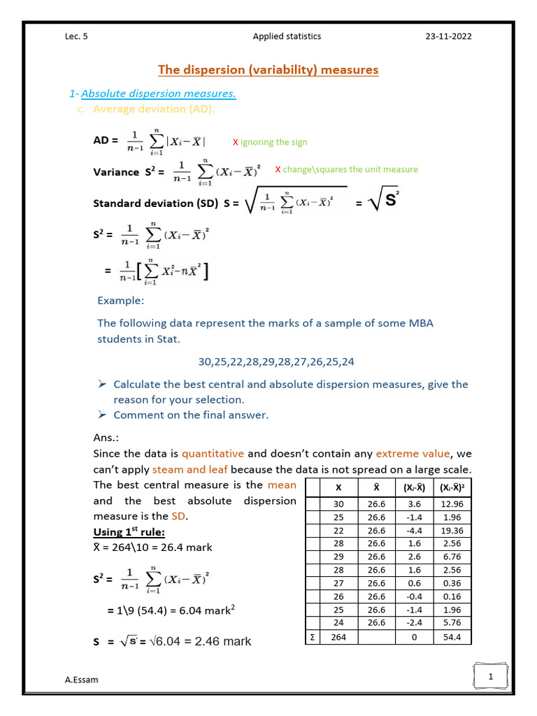 Lec 5 | PDF | Standard Deviation | Variance