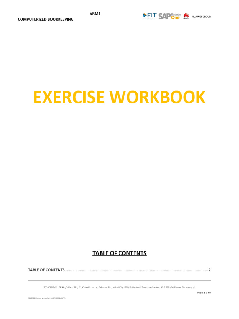 FABM1 Exercise Workbook For Student | PDF | Bookkeeping | Icon (Computing)