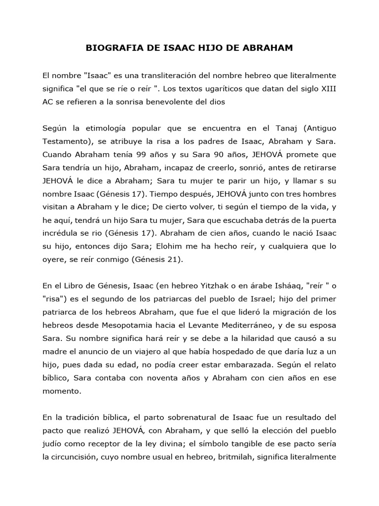 Biografia Isaac (Tarea) | PDF | Isaac | Contenido bíblico