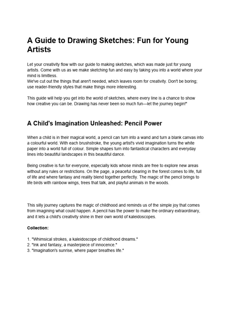 A Guide To Drawing Sketches - Fun For Young Artists | Download Free PDF ...