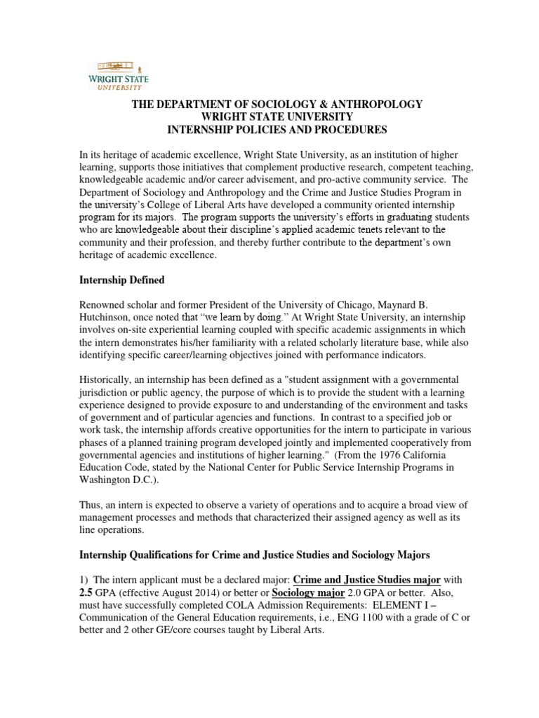 Internship Policies Procedures SOC3000 | PDF | Internship | Job Hunting