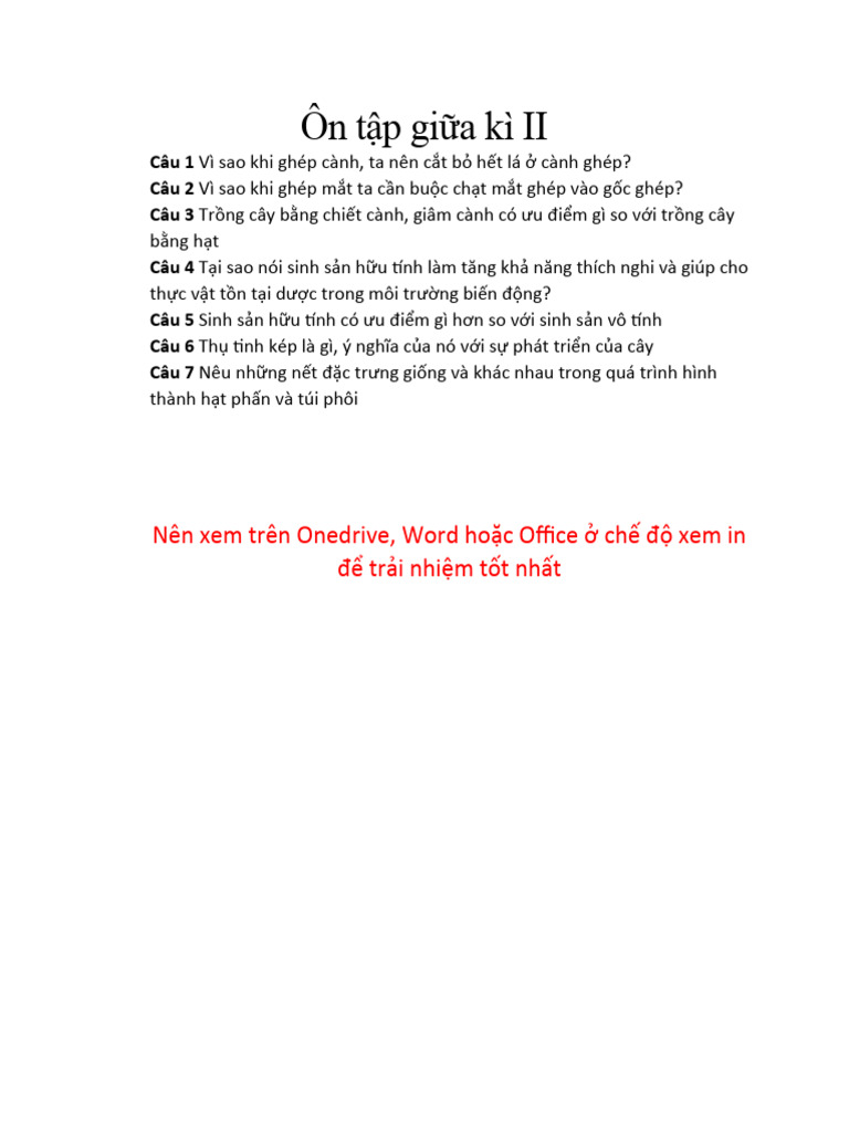 Sinh Gi A Kì II | PDF