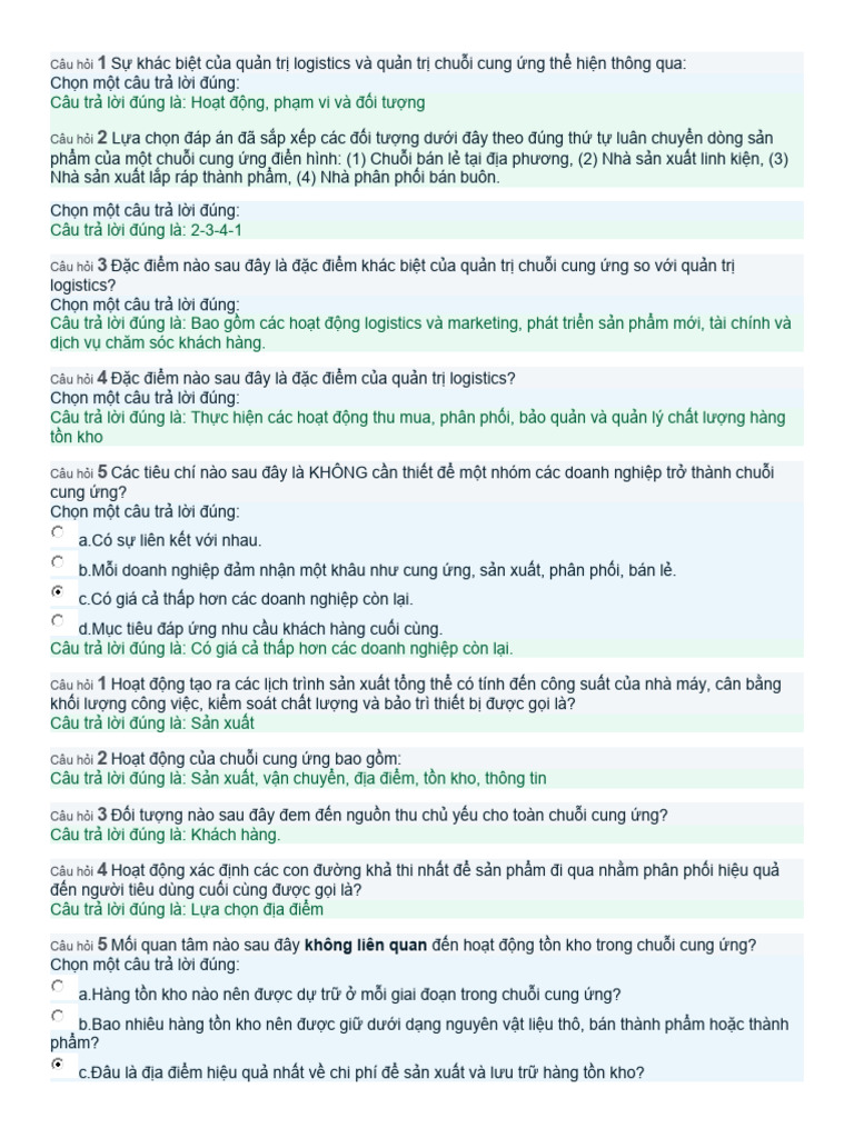 QTRI CHUOI CUNG UNG Trac Nghiem | PDF