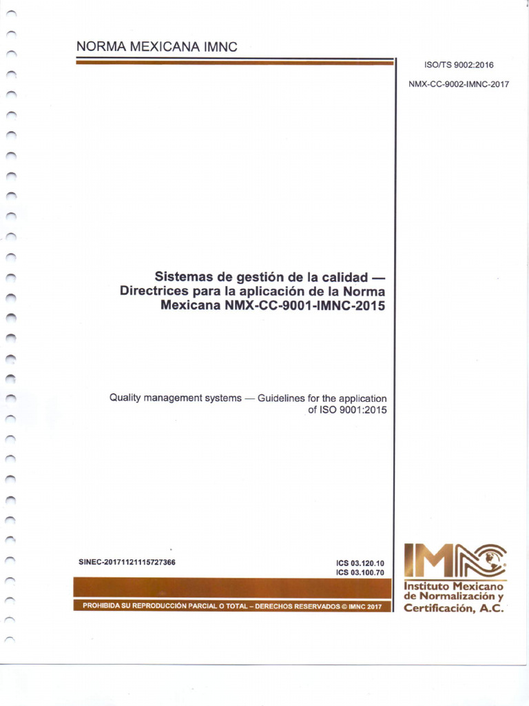 ISO 9002 2016 (Directrices para La Aplicación de La Norma ISO 9001 2015 ...