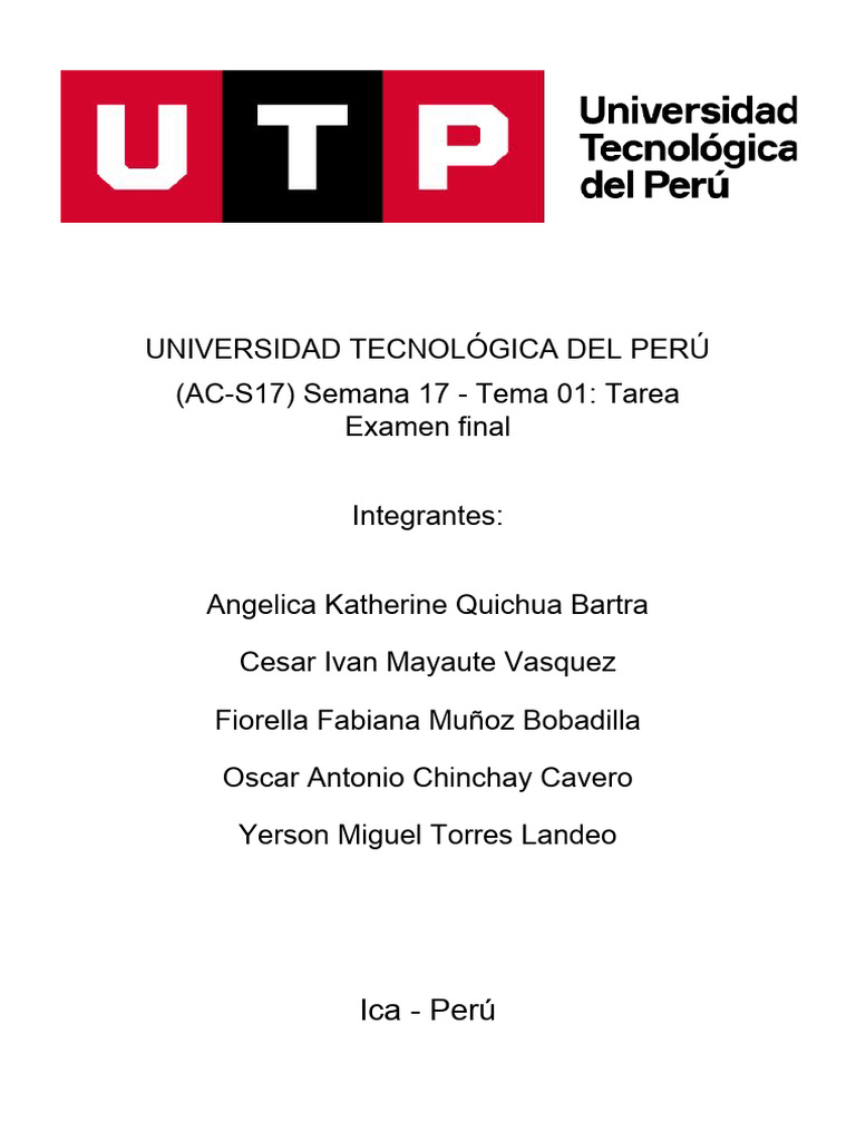 (AC-S17) Semana 17 - Tema 01 Tarea - Examen Final | PDF