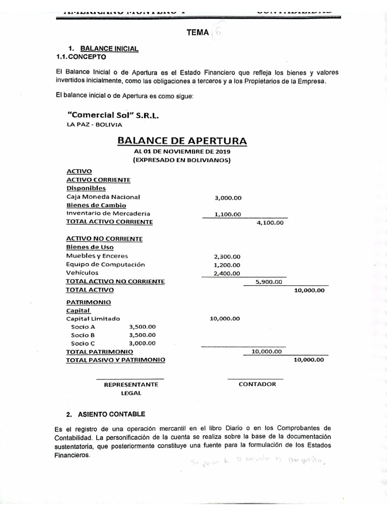 Tema Balance Inicial | PDF