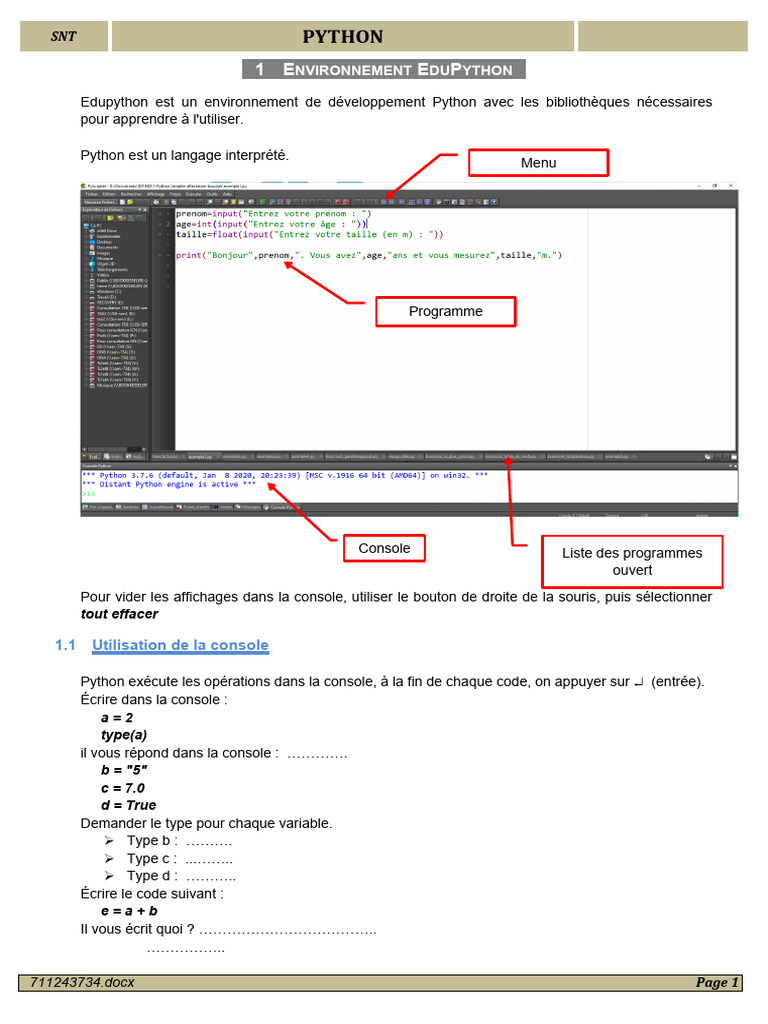 Initiation Python | PDF