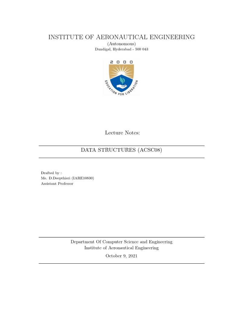 Data Structures Lecture Notes | PDF Data Structures Lecture Notes | PDF