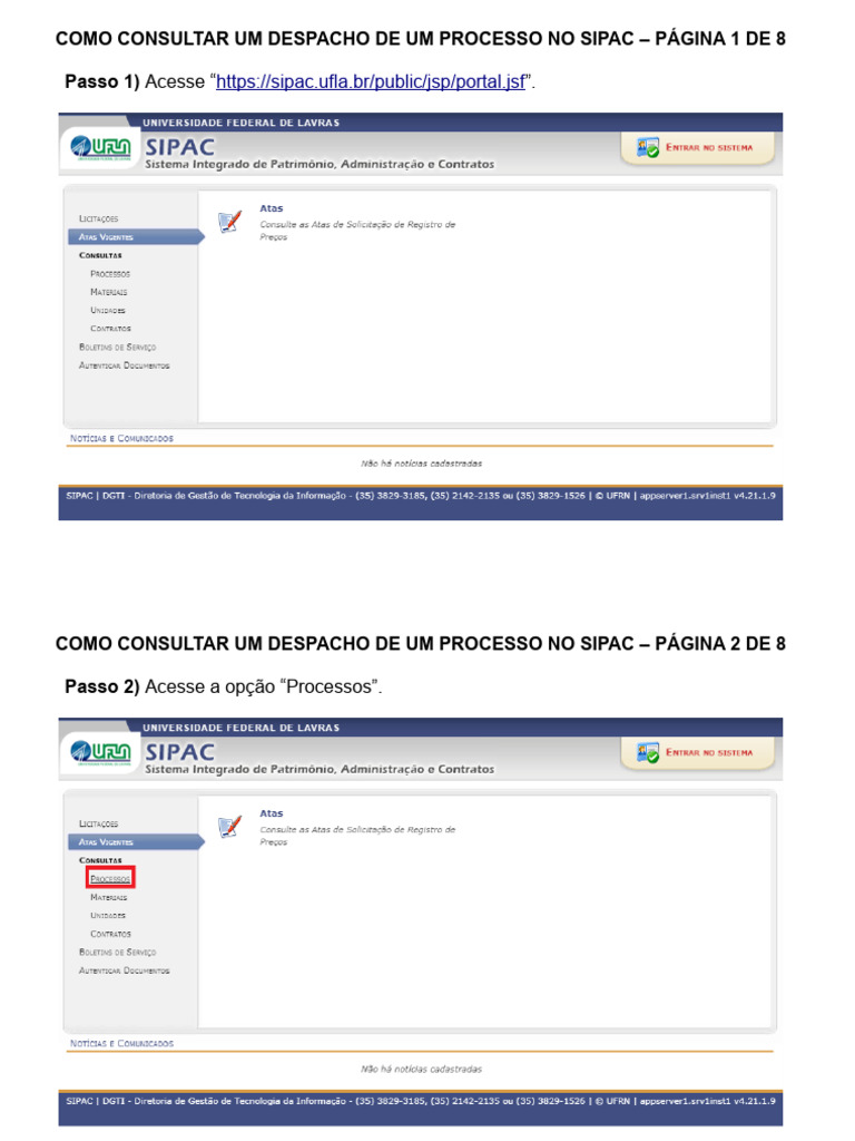 Como Consultar Um Despacho de Um Processo No Sipac | PDF