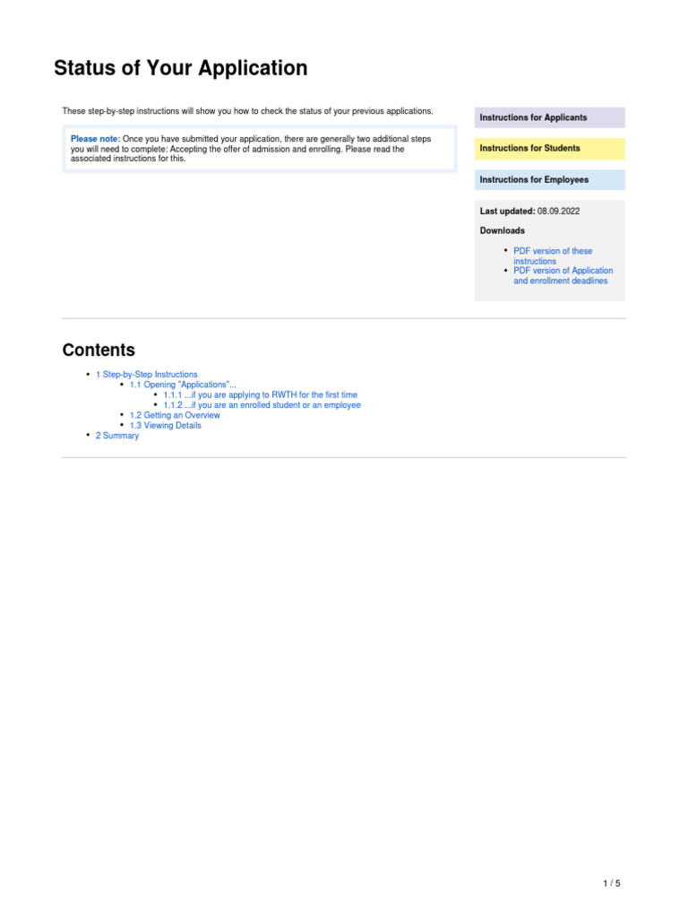 Step by Step Instruction - Status of Your Application | PDF | Login ...
