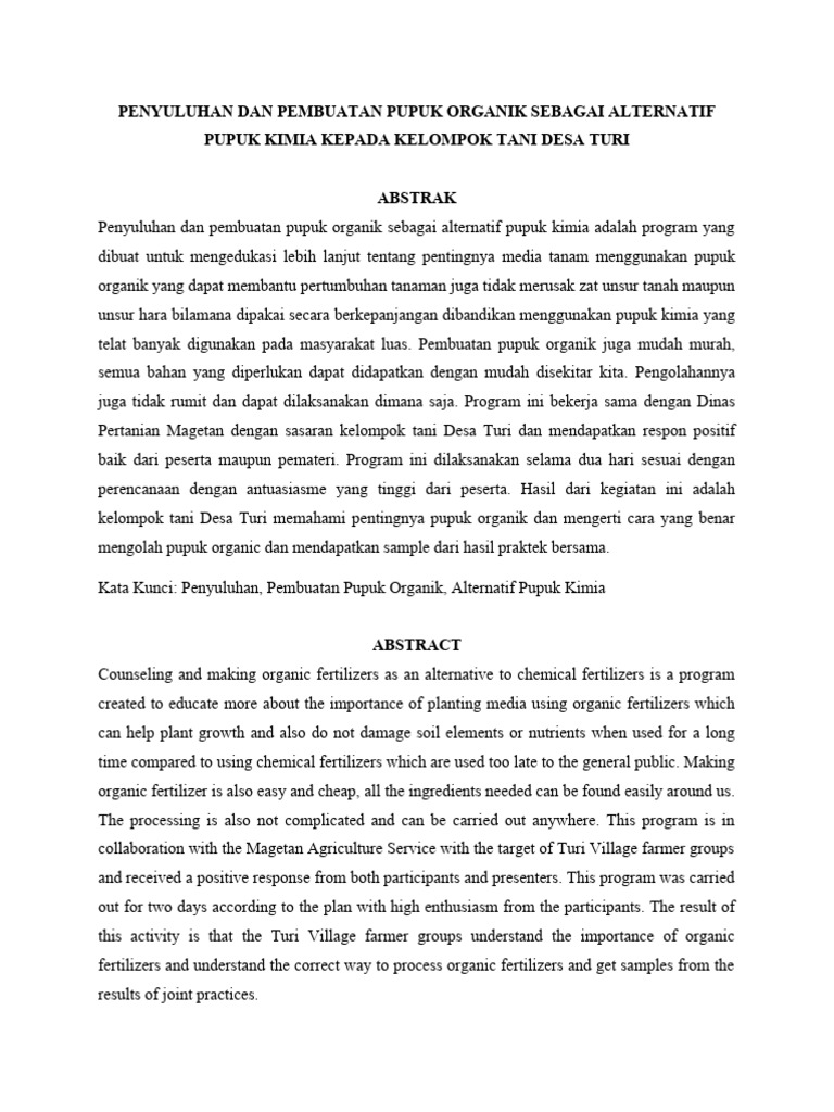 Penyuluhan Pupuk Organik di Desa Turi | PDF | Teknologi & Rekayasa