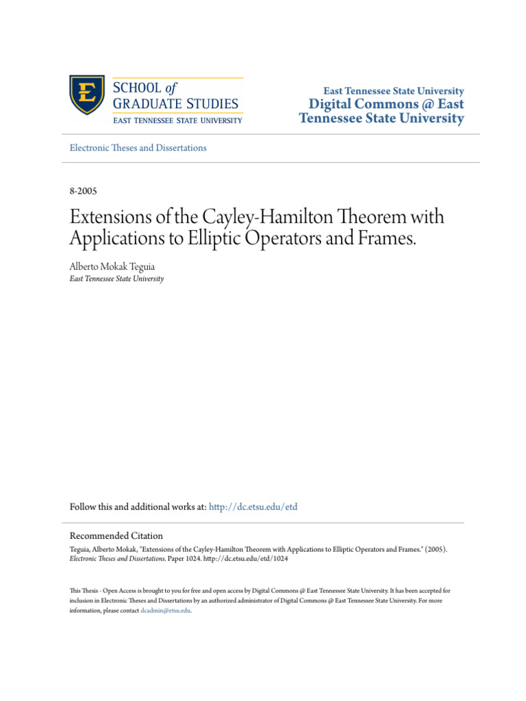 Extensions Of The Cayley Hamilton Theorem With Applications To Elliptic Operators And Frames