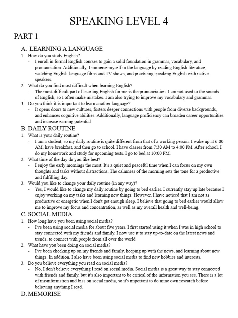 Speaking Level 4 | PDF
