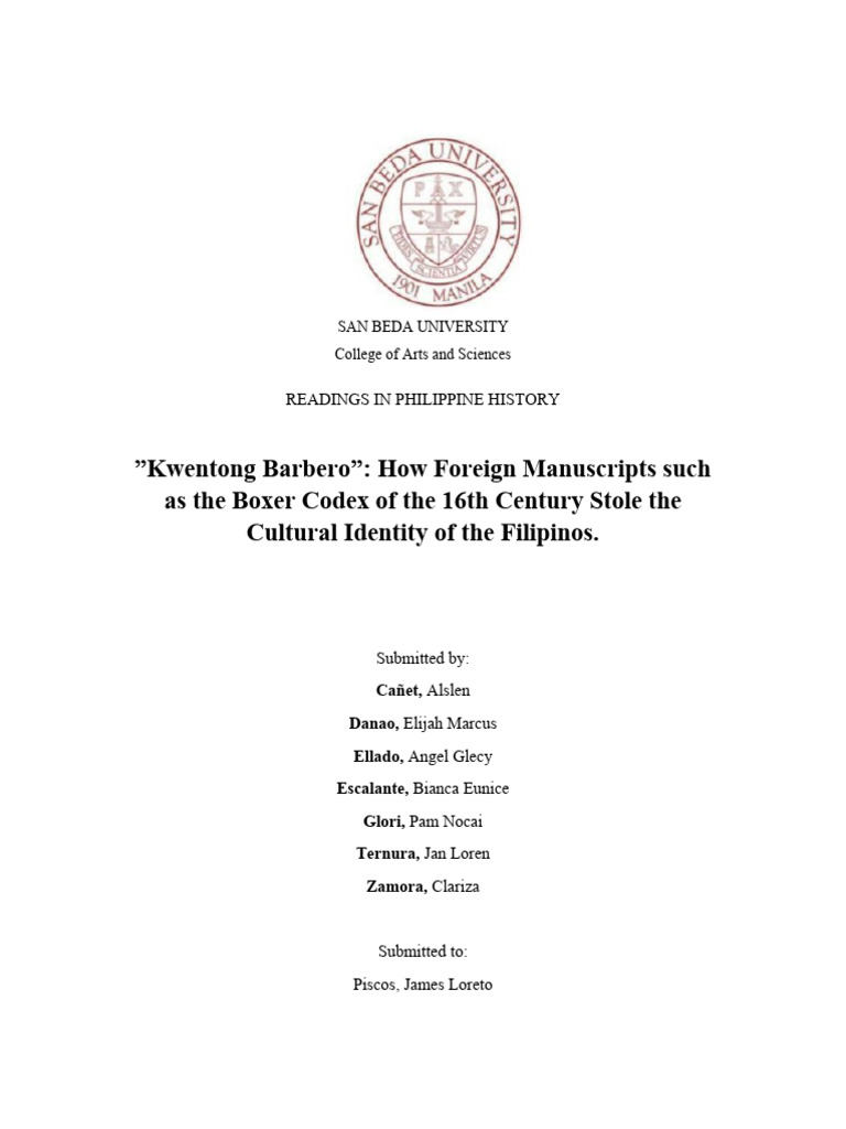 Kwentong Barbero, How Foreign Manuscripts Such As The Boxer Codex of ...