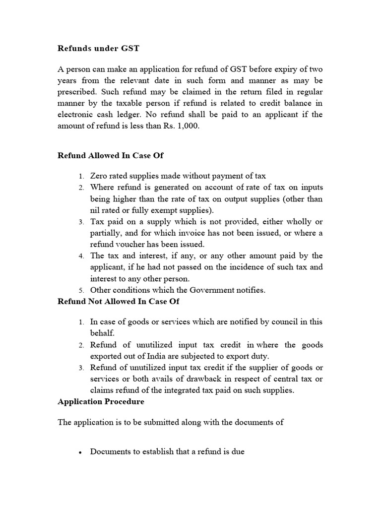 Refunds Under GST Q2 Assignment | PDF | Taxes | Invoice