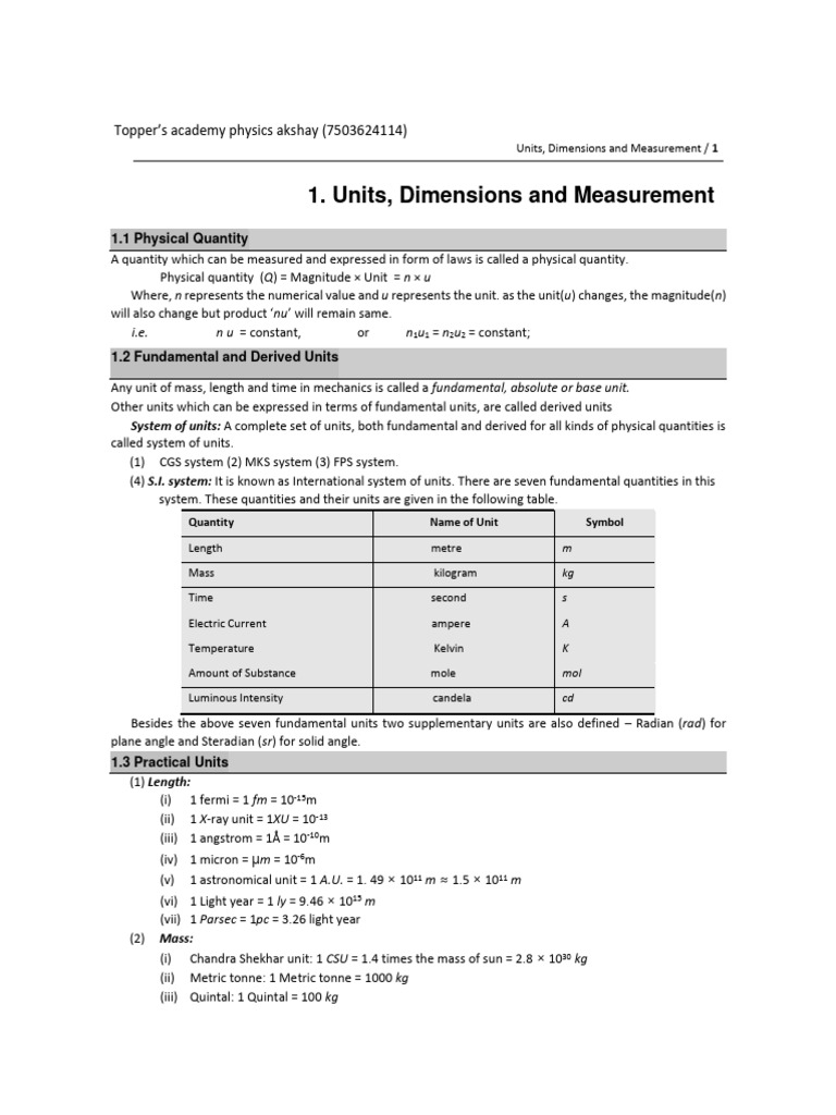 Chapter 2 Notes | PDF | Significant Figures | Torque