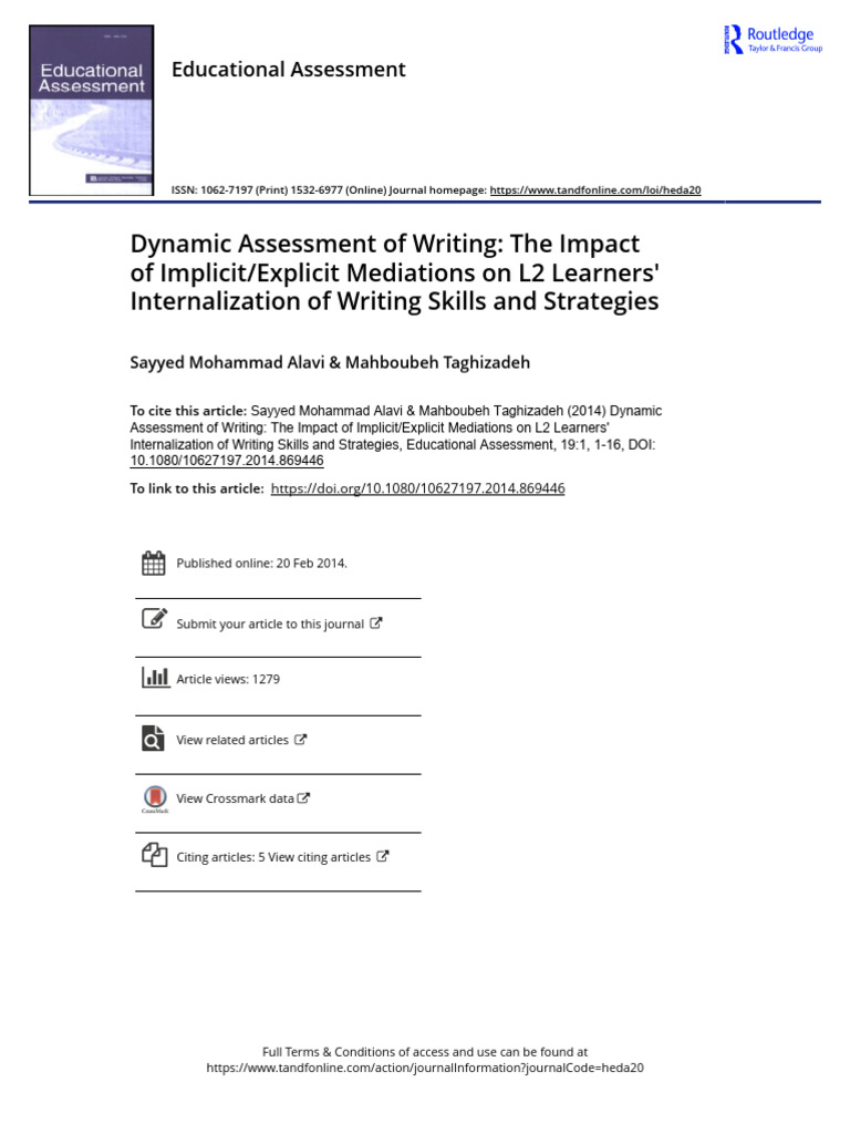 Dynamic Assessment of Writing The Impact of Implicit Explicit Mediations On L2 Learners ...