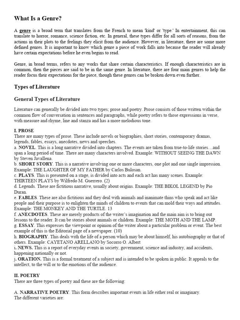 What-Is-a-Genre | PDF | Poetry | Genre