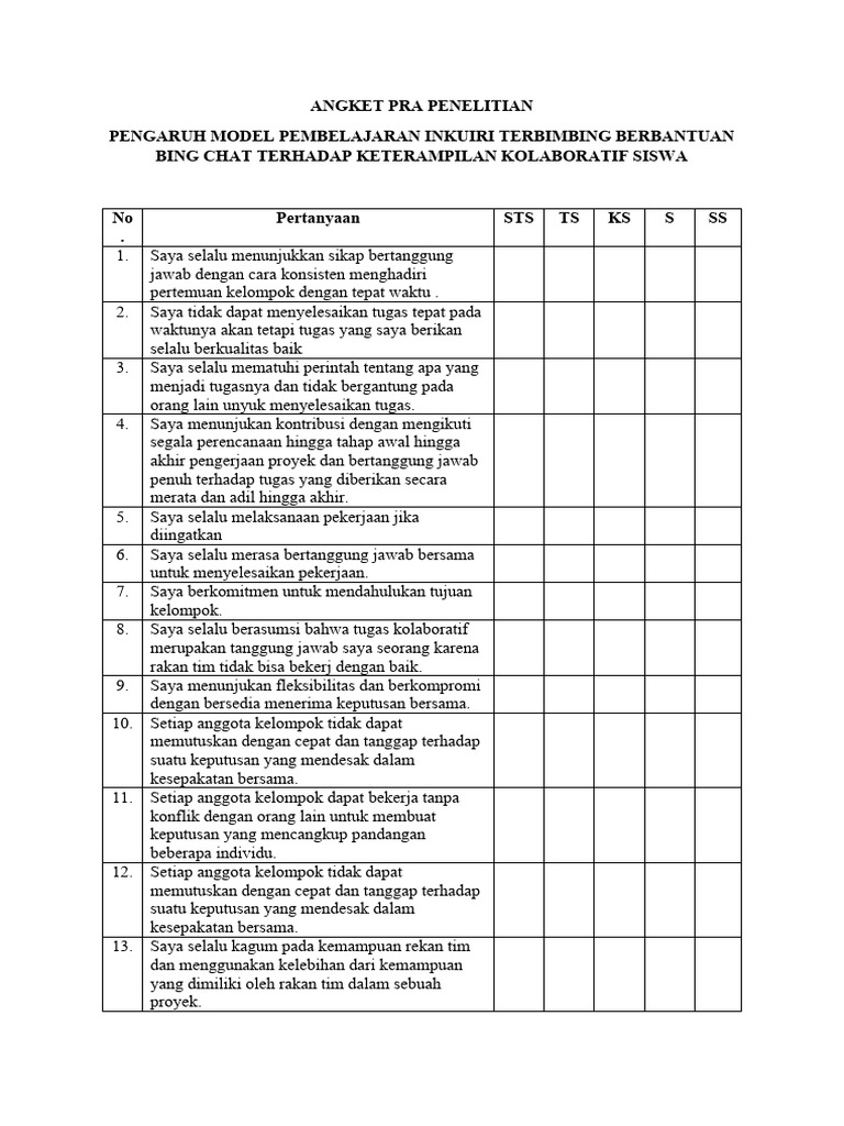 Angket Kolaboratif | PDF | Karier & Perkembangan | Kesehatan Holistik