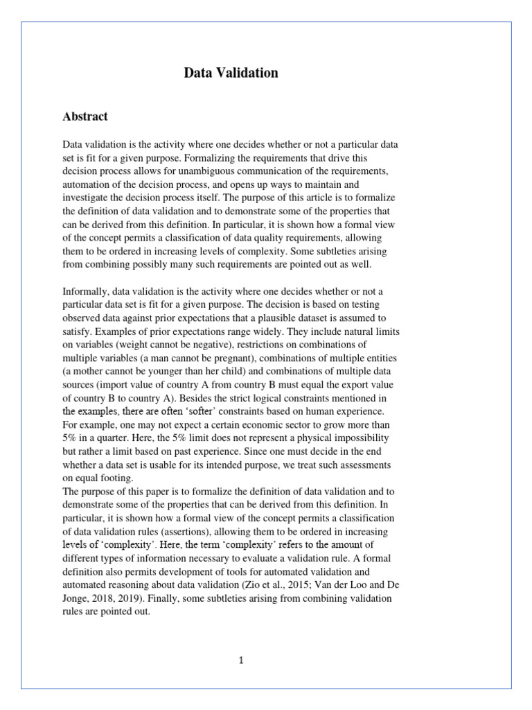 Data Validation | PDF