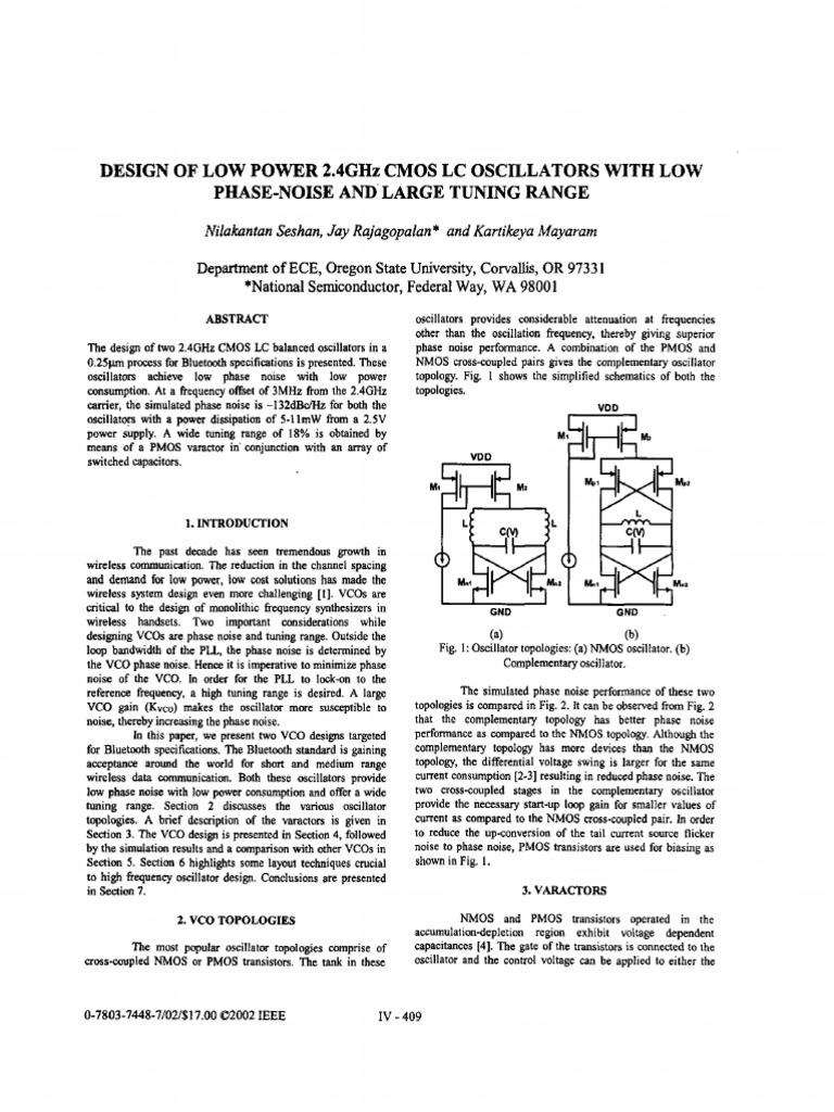 Low Power CMOS Oscillator Design | PDF