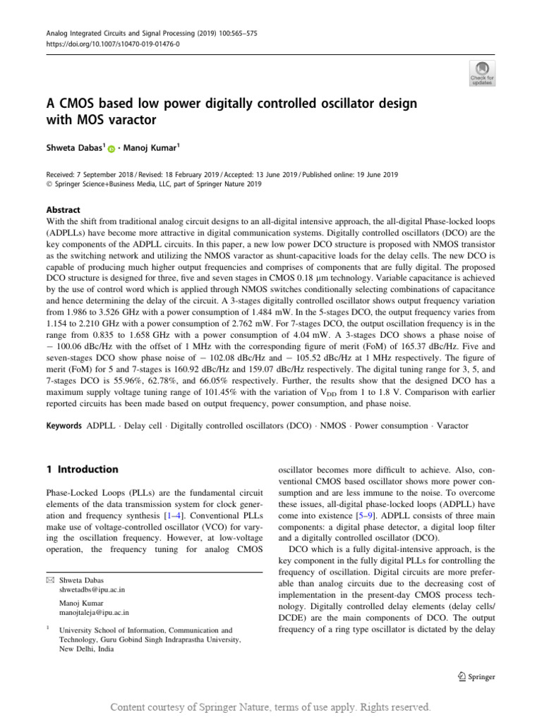 A CMOS Based Low Power Digitally Controlled Oscill | PDF | Mosfet ... A CMOS Based Low Power Digitally Controlled Oscill | PDF | Mosfet ...