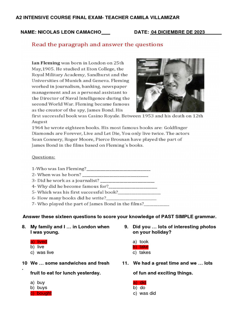 Final Exam A2 Nicolas Leon Camacho | PDF