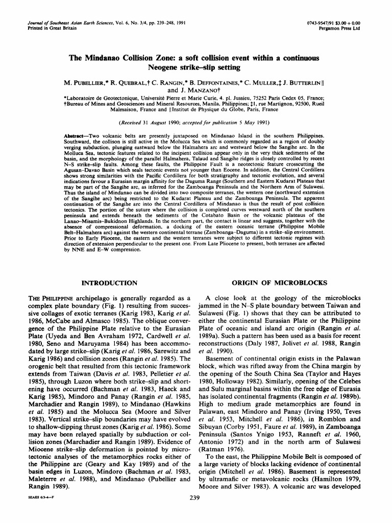 Mindanao Collision Zone Dynamics | PDF
