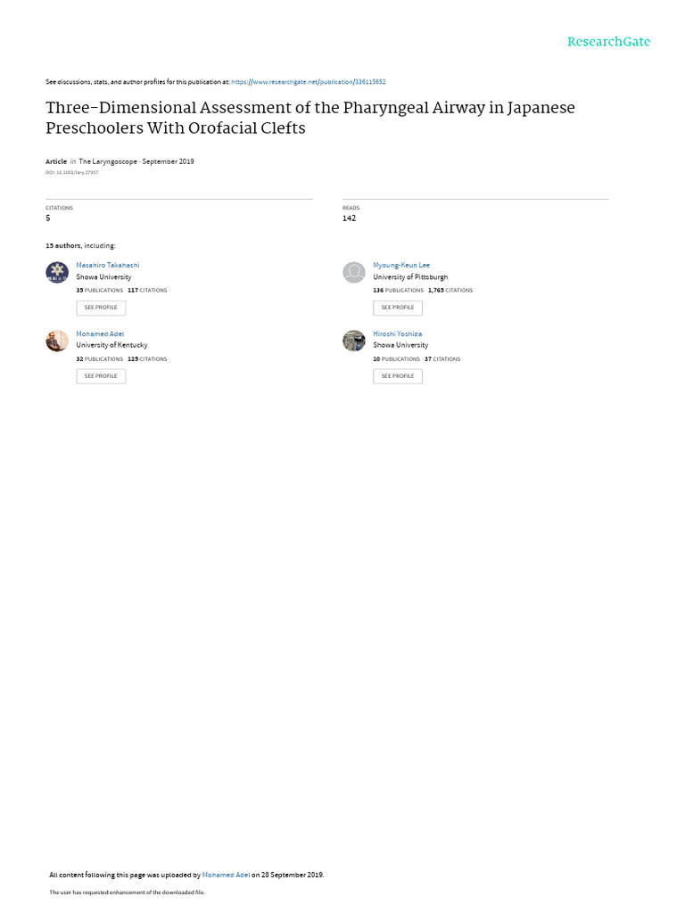 2019 Three-Dimensional Assessment of the Pharyngeal Airway in Japanese ...