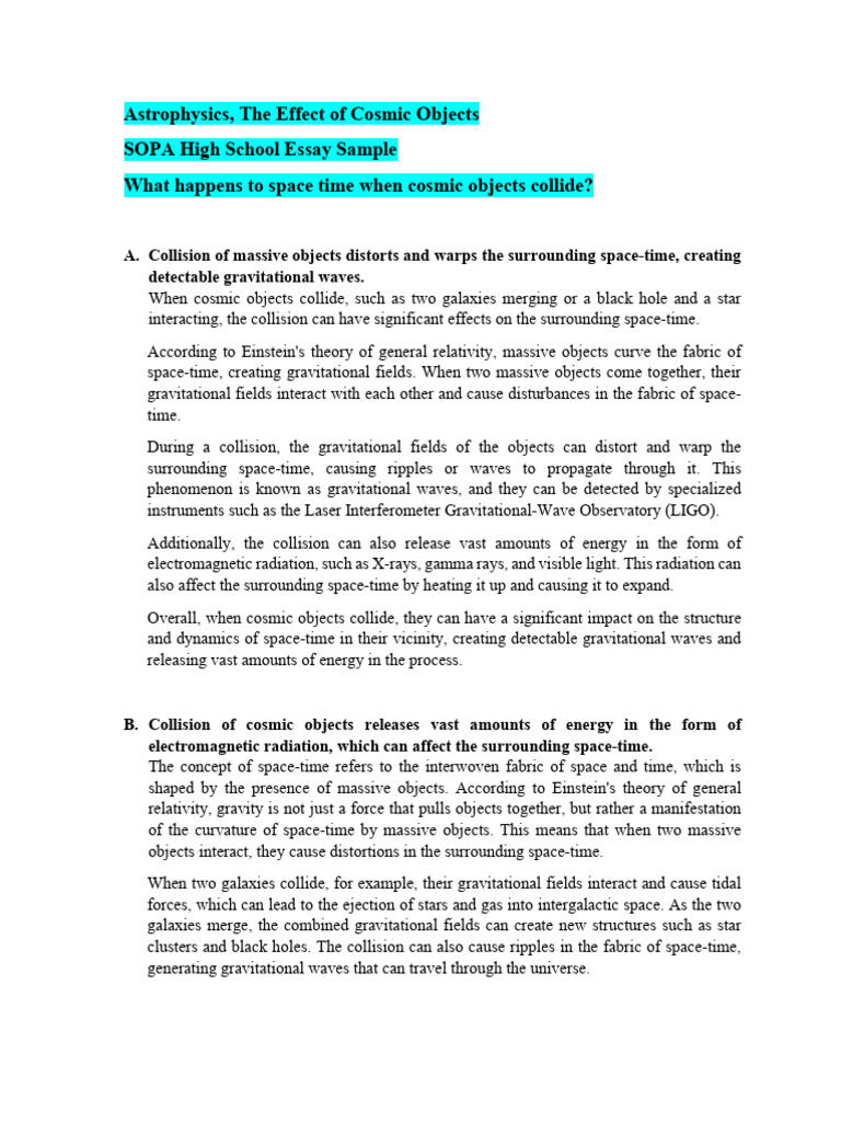 SOPA High School What Happens To Space Time When Cosmic Objects Collide ...