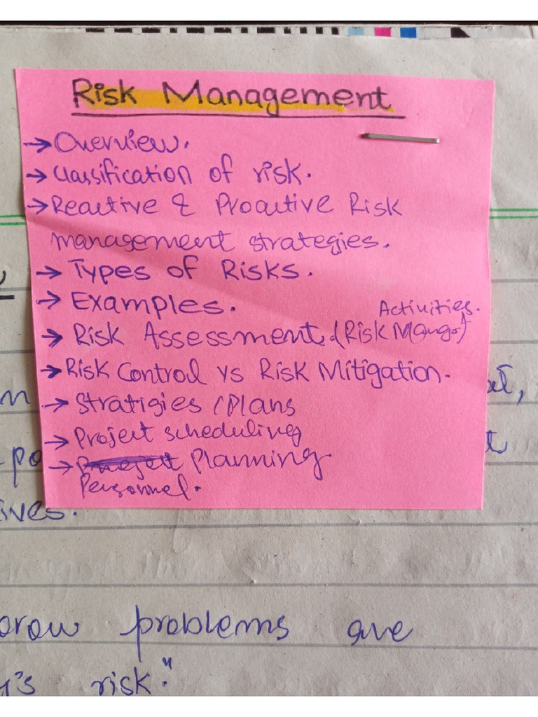 SE-notes Risk Management. | PDF