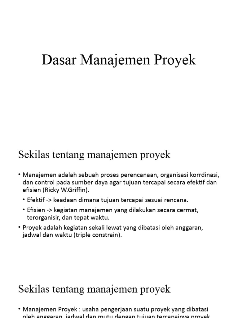 P1 - Dasar Manajemen Proyek | PDF