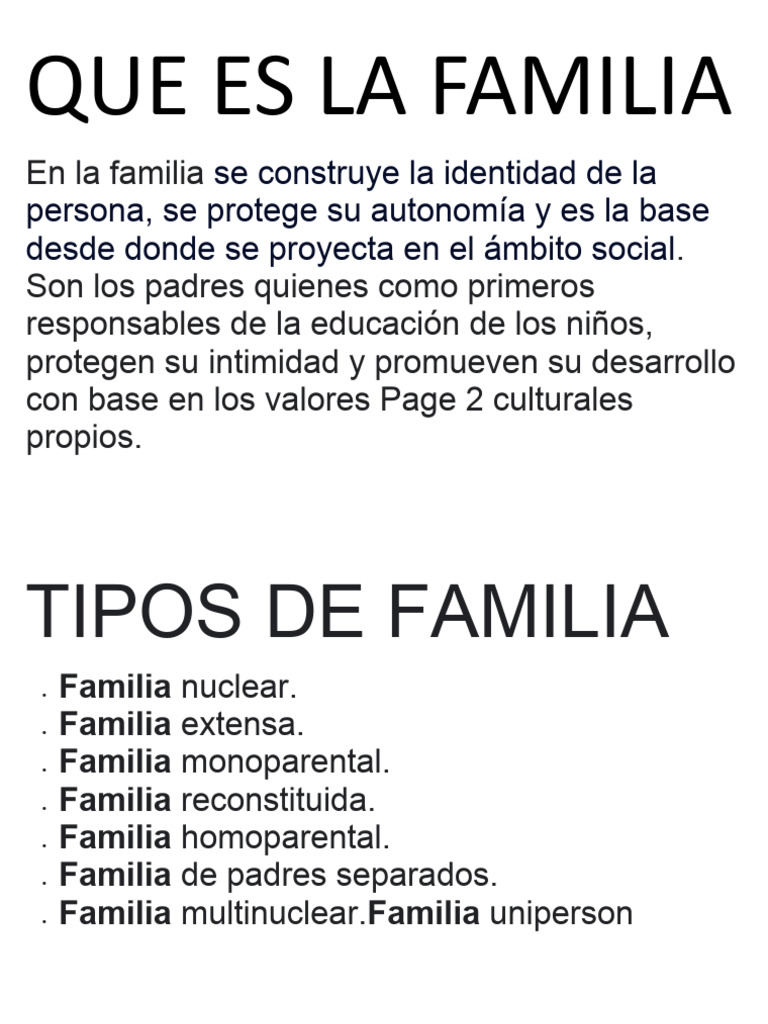 Que Es La Familia | PDF | Relaciones personales, crianza y desarrollo ...