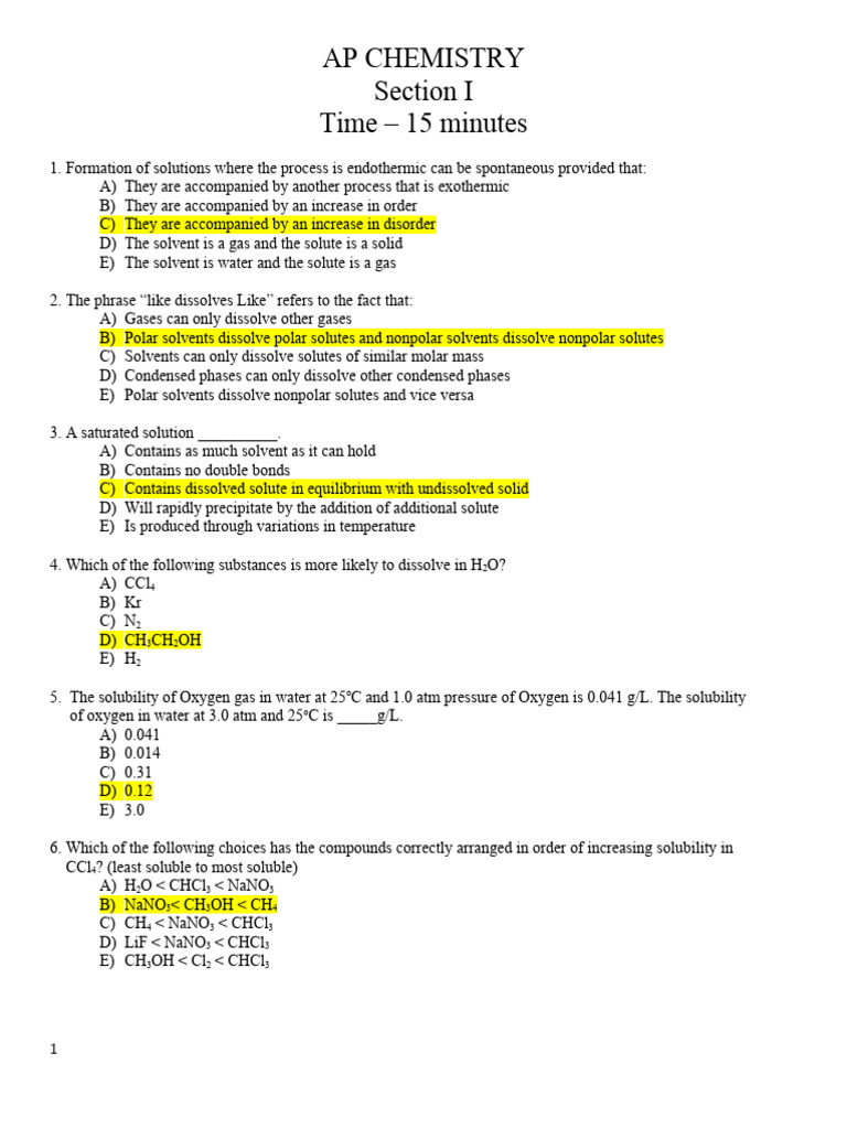 Unit 9 Quiz Colligative Answer Key | PDF