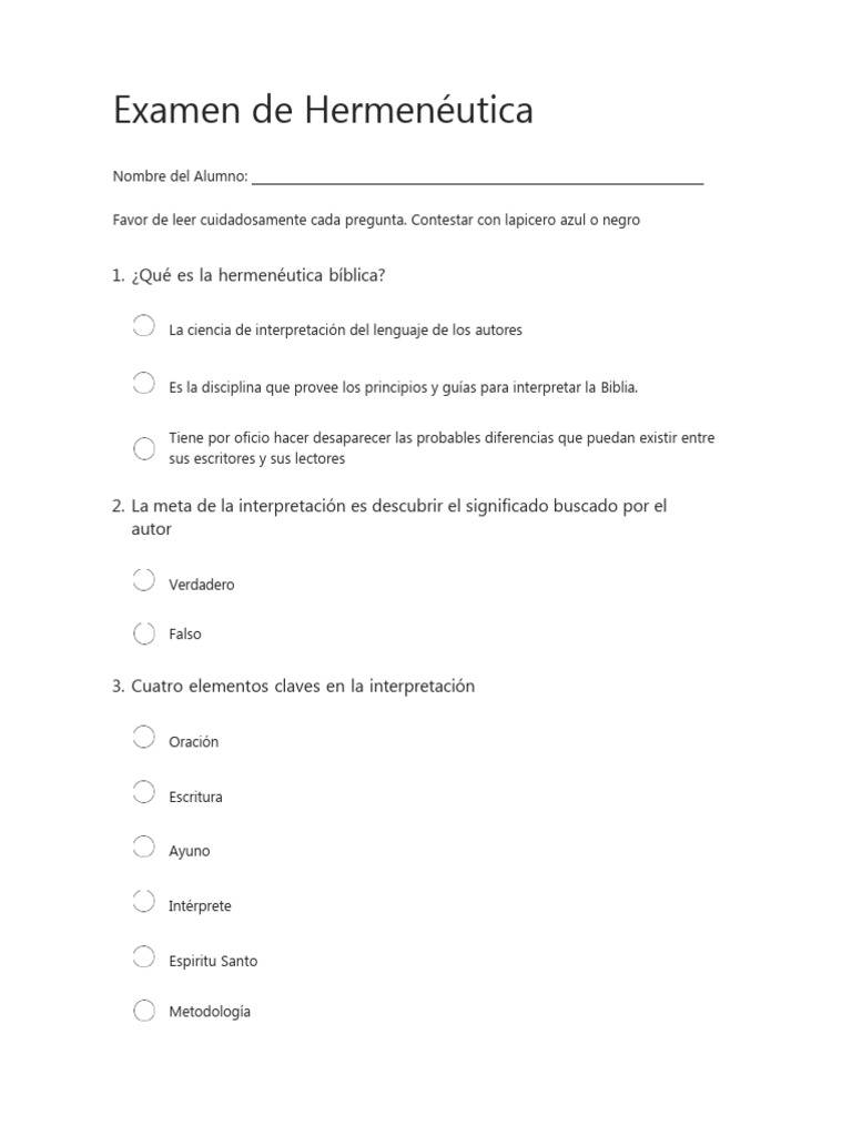 Examen de Hermeneutica | PDF