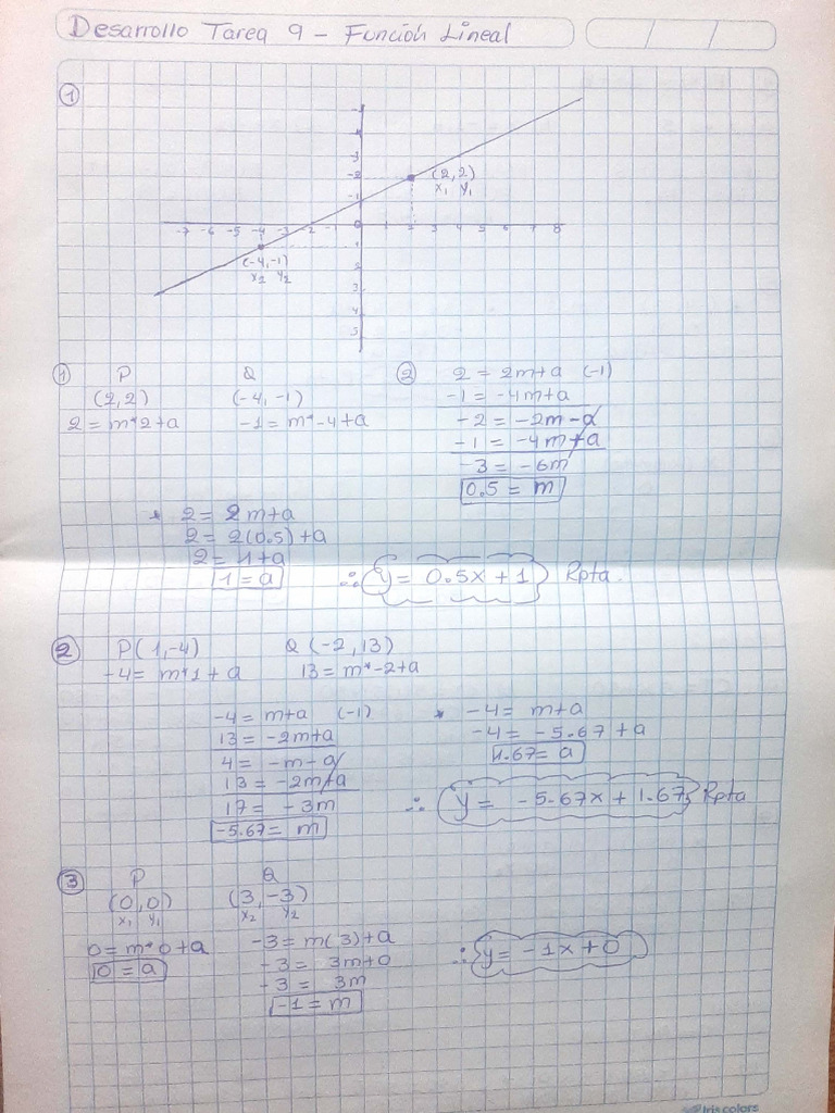 Desarrollo Tarea 9 Funcion Lineal | PDF
