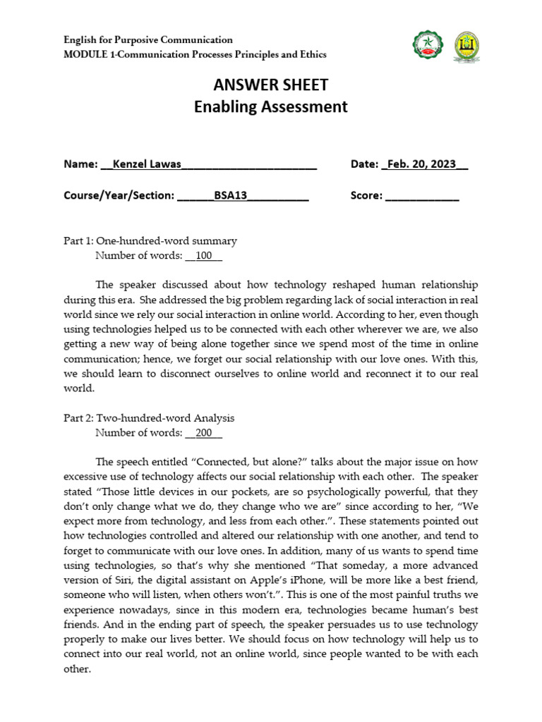 Lawas Module 1-Enabling Assessment Answer Sheet | PDF Lawas Module 1-Enabling Assessment Answer Sheet | PDF