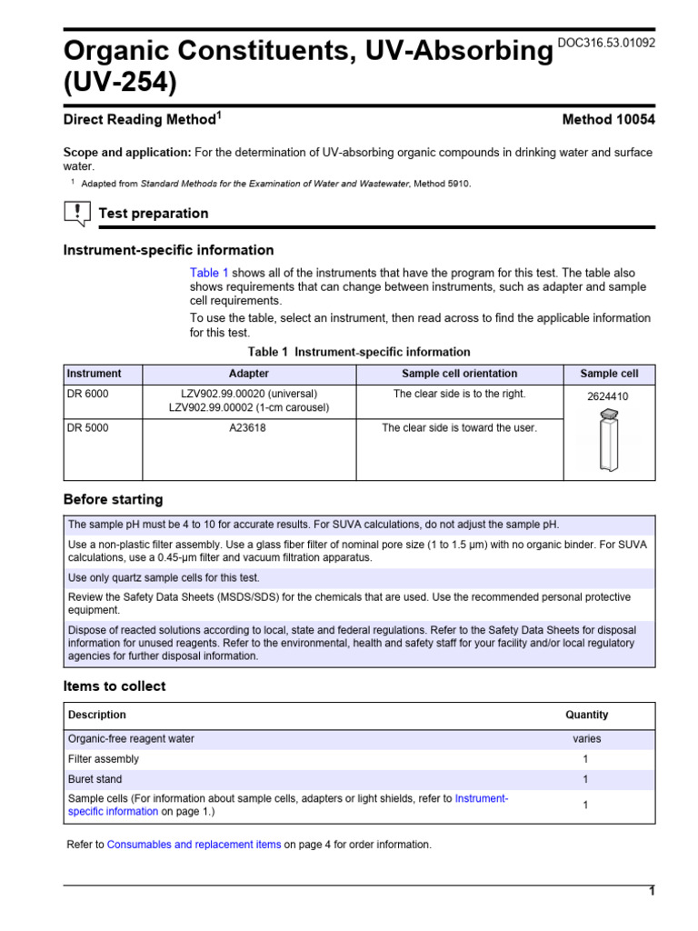 Uv 254 Hach | PDF | Filtration | Ultraviolet