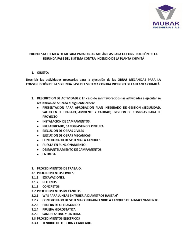 Obras Mecánicas para Sistema Chimitá | PDF | Tecnología