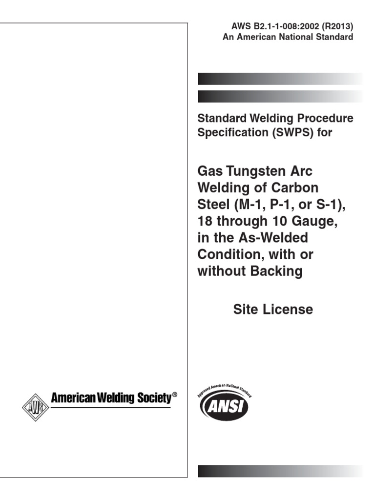 AWS B2 1 1 008 2013 SWPS GTAW of | PDF | Welding | Construction