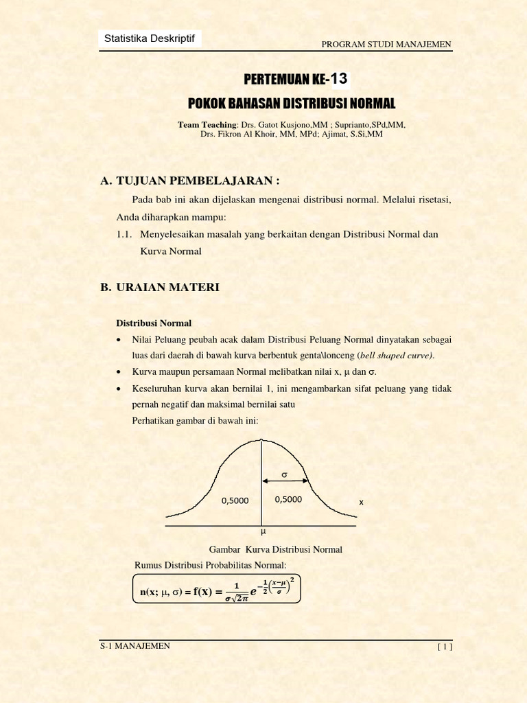 Pertemuan Ke-13 - Distribusi Normal | PDF