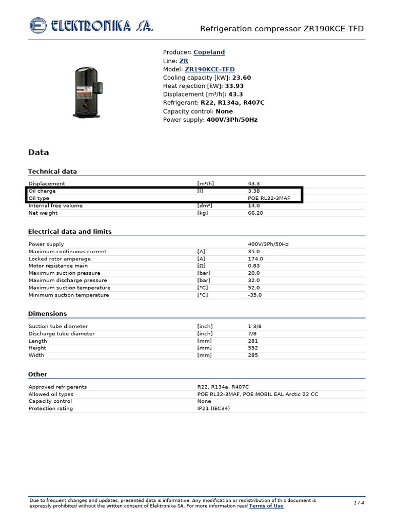 refrigeration-compressor-zr190kce-tfd. | PDF | Chemical Engineering | Engineering Thermodynamics