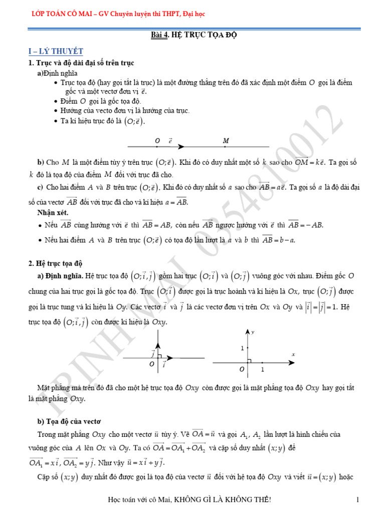 T10 - C2 - B3 - LT+BT - Hệ Trục Tọa Độ | PDF