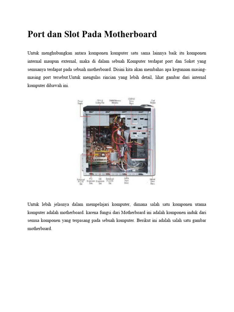 Port Dan Slot Pada Motherboard | PDF