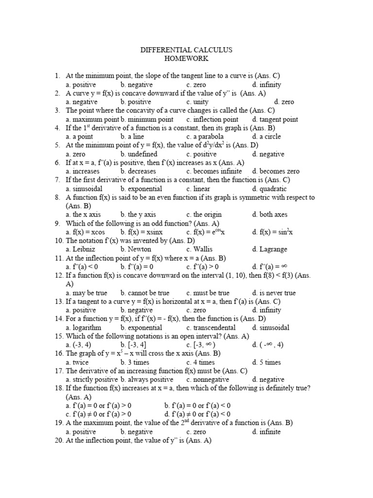 Differential Calculus Homework 22 | PDF | Derivative | Tangent