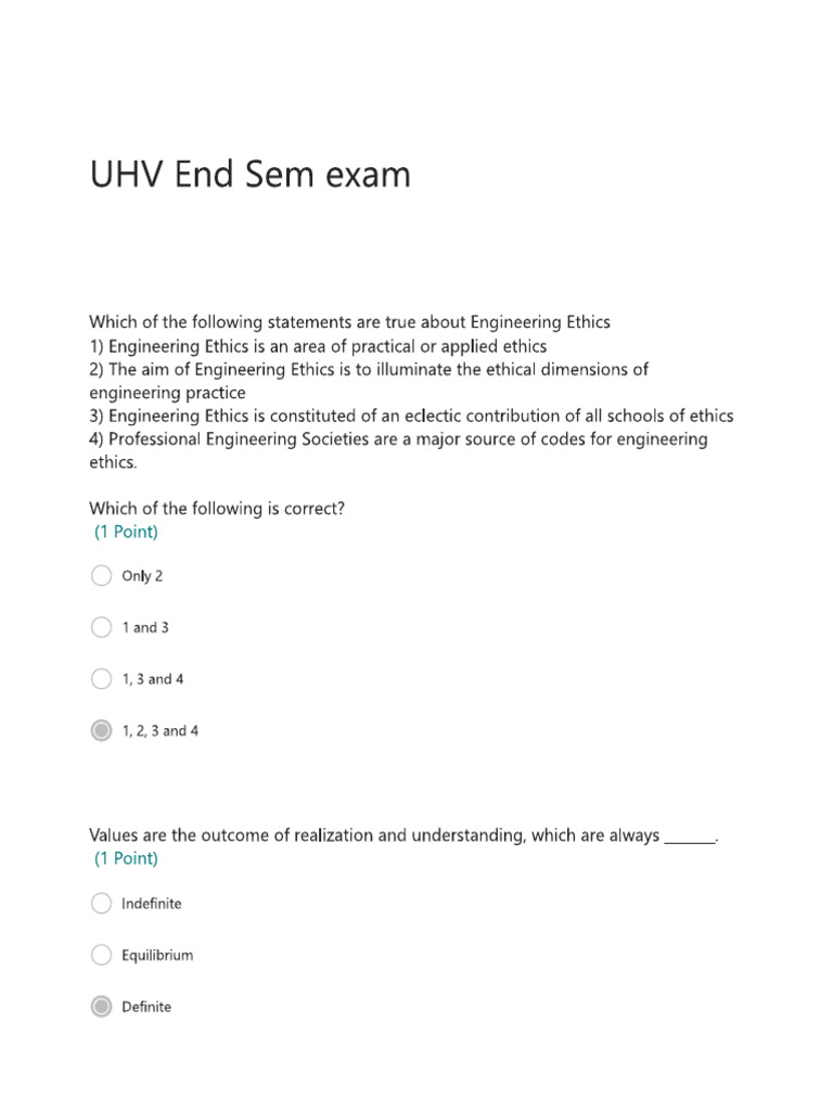 UHV End Sem Ans | PDF