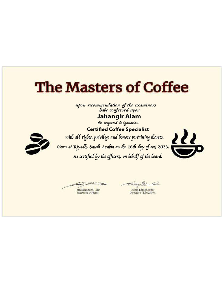 Coffee+Diploma+Certification1 | PDF