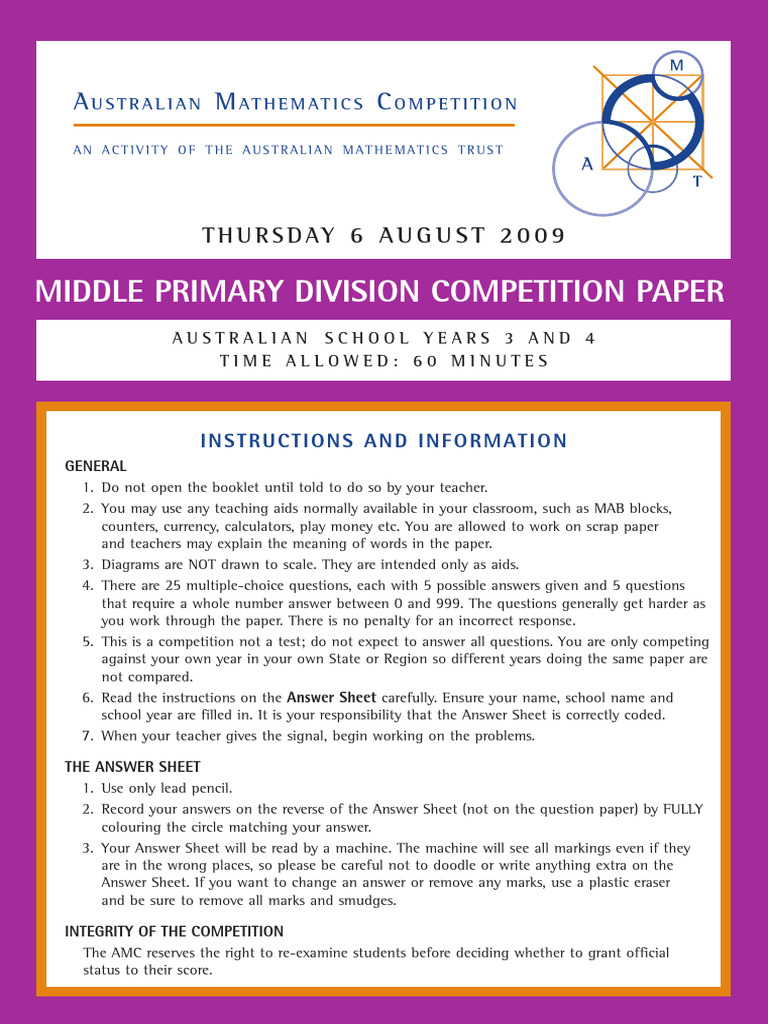 Australian Mathematics Competition Guide | PDF
