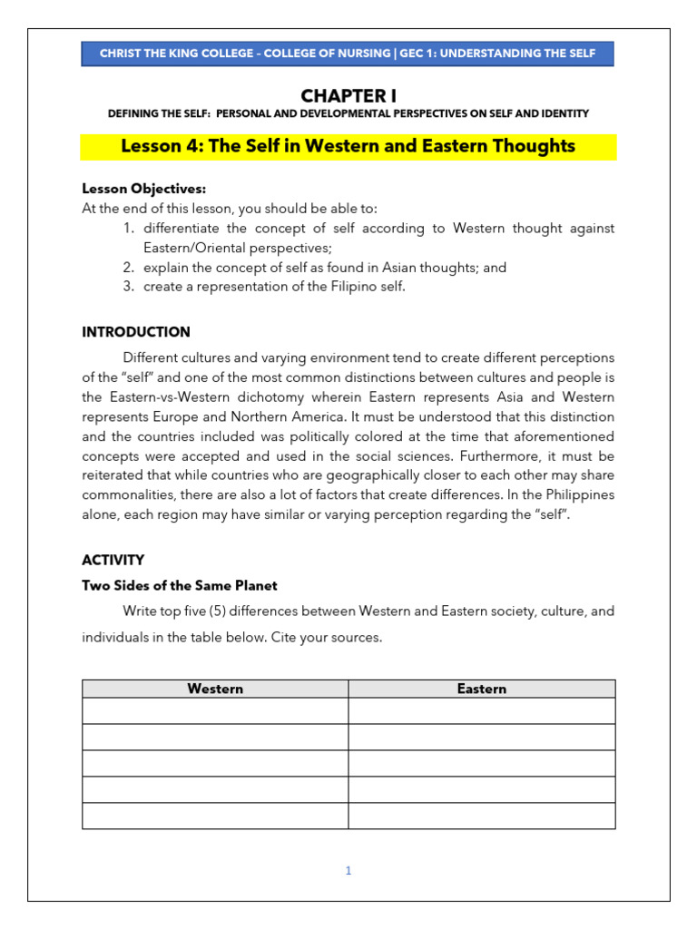 Gec 1 Lesson 4 | PDF